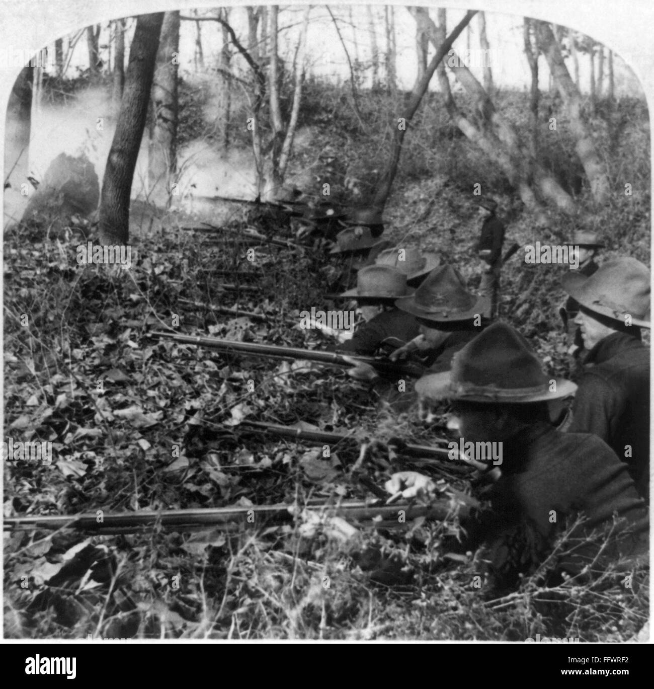 PHILIPPINE INSURRECTION. /nAmerican soldiers in a trench during the ...