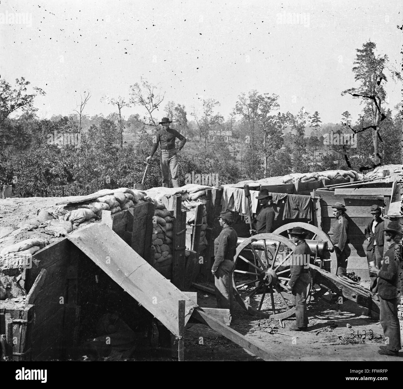 CIVIL WAR: FORTIFICATIONS. /nConfederate fortifications in front of ...