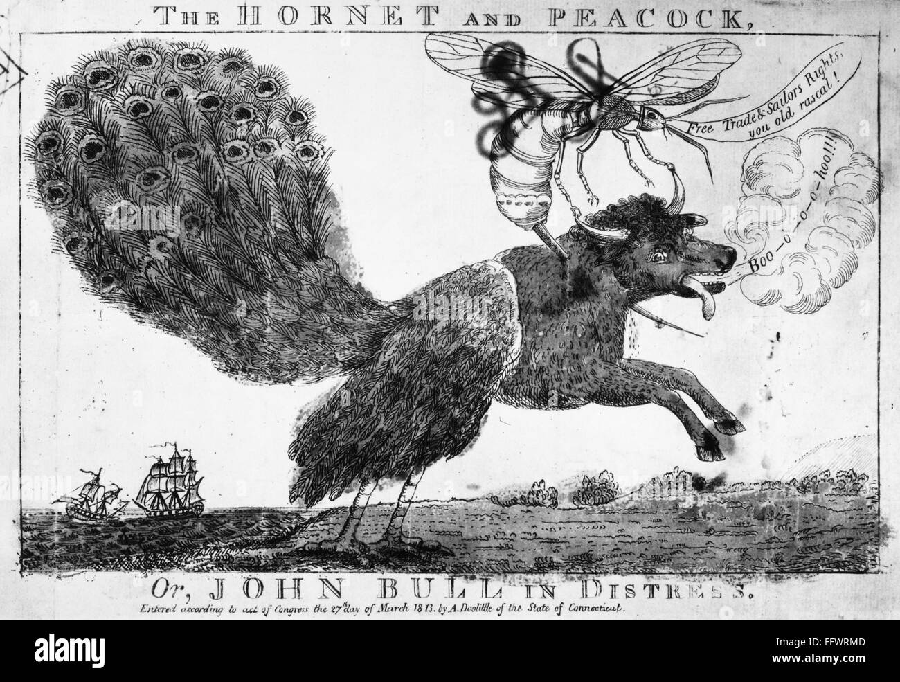 WAR OF 1812: CARTOON. /n'The Hornet and Peacock, or, John Bull in ...