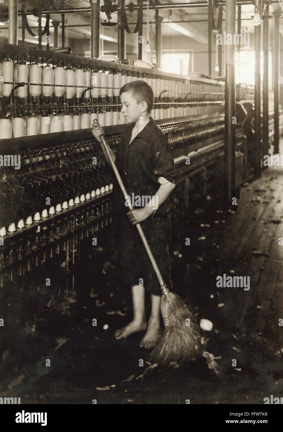 HINE: CHILD LABOR, 1916. /nA young cleaner and sweeper at the Spinning ...