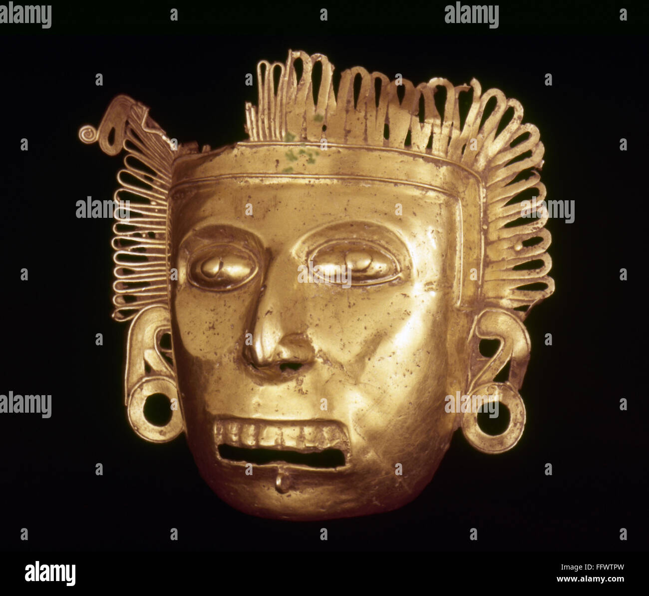 MEXICO: MIXTEC GOLD MASK. /nMixtec gold mask from Oaxaca, Mexico, 15th ...