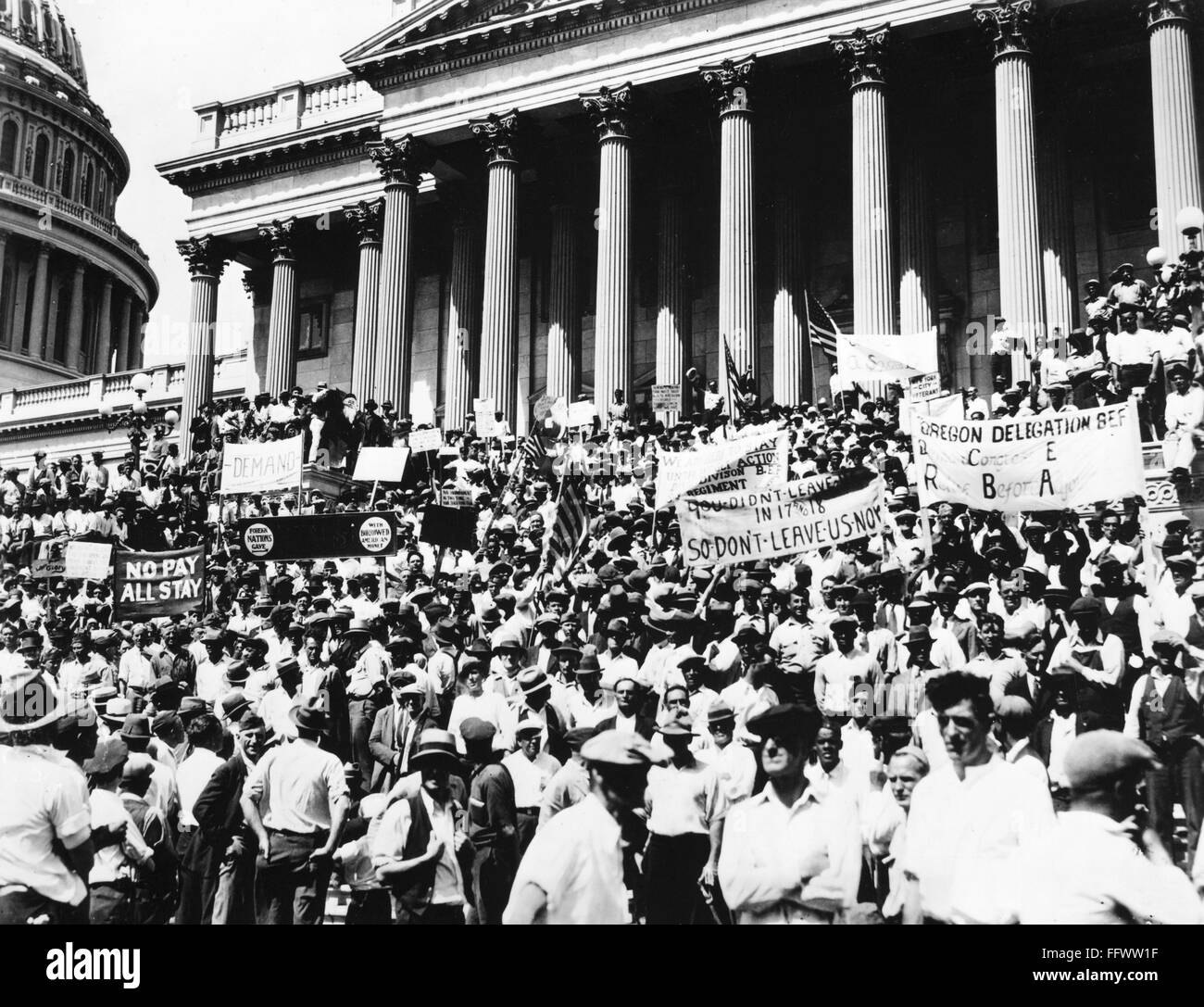 BONUS ARMY, 1932. /nThe 'Bonus Brigade' of World War I veterans ...