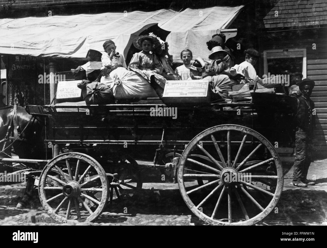 CHILD LABOR, c1910. /nChild berry pickers in a wagon belonging to the ...