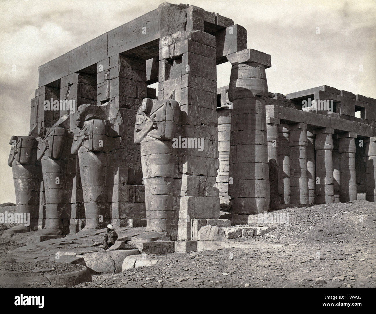 THEBES: RAMESSEUM. /nStatues of Osiris on the memorial temple of ...