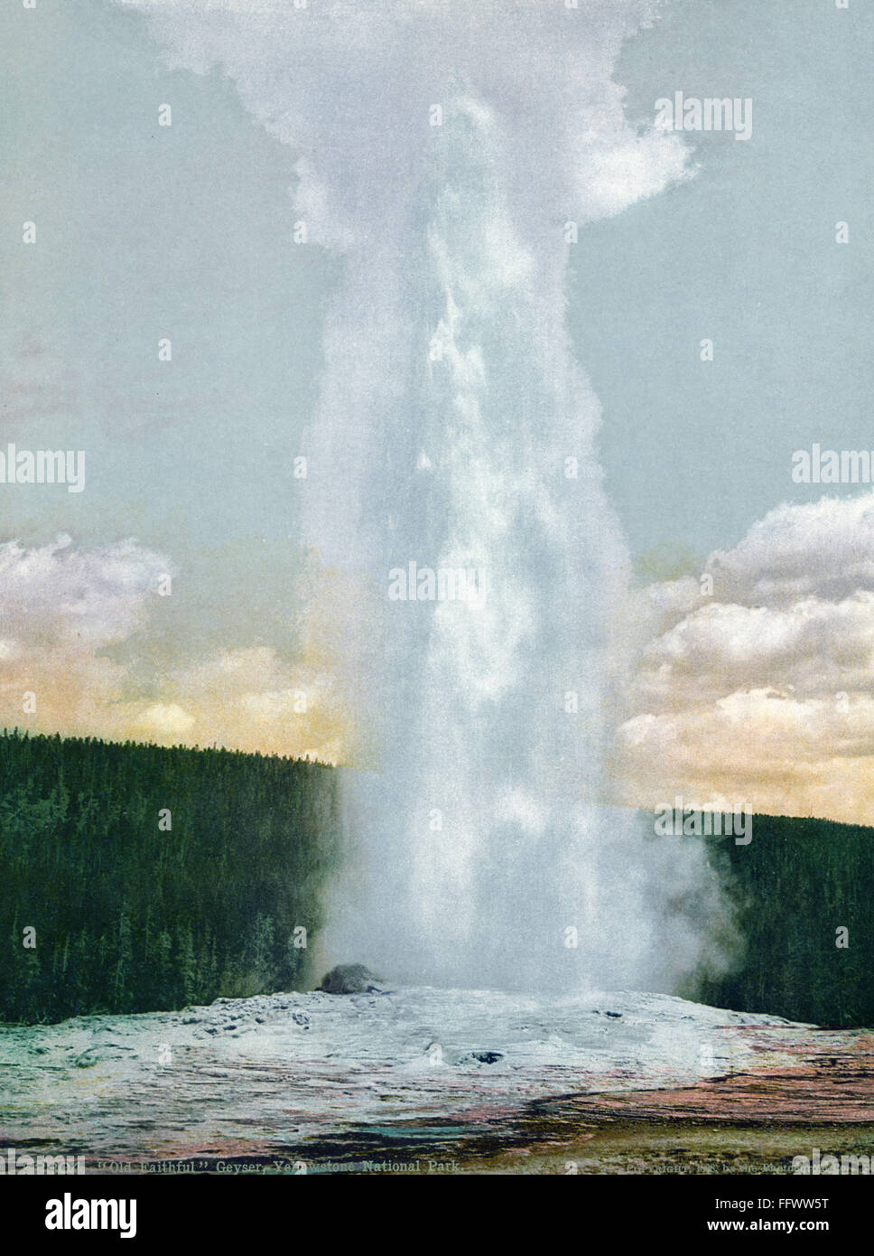 YELLOWSTONE PARK: GEYSER. /nOld Faithful Geyser eruption in Yellowstone ...