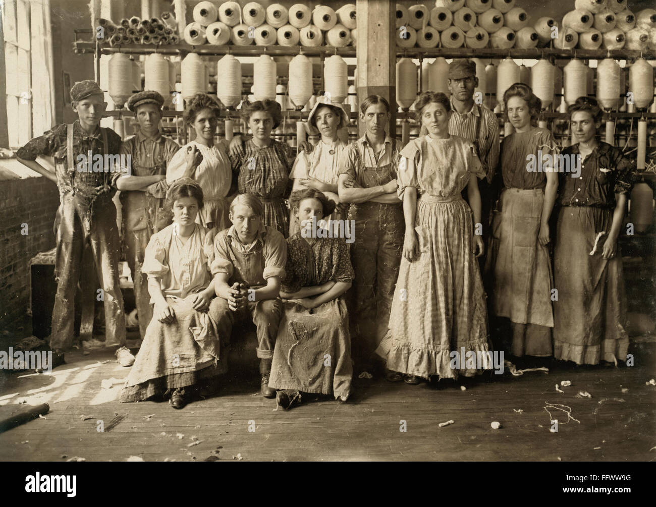 TEXTILE MILL WORKERS, 1908. /nA group of textile mill workers at the ...