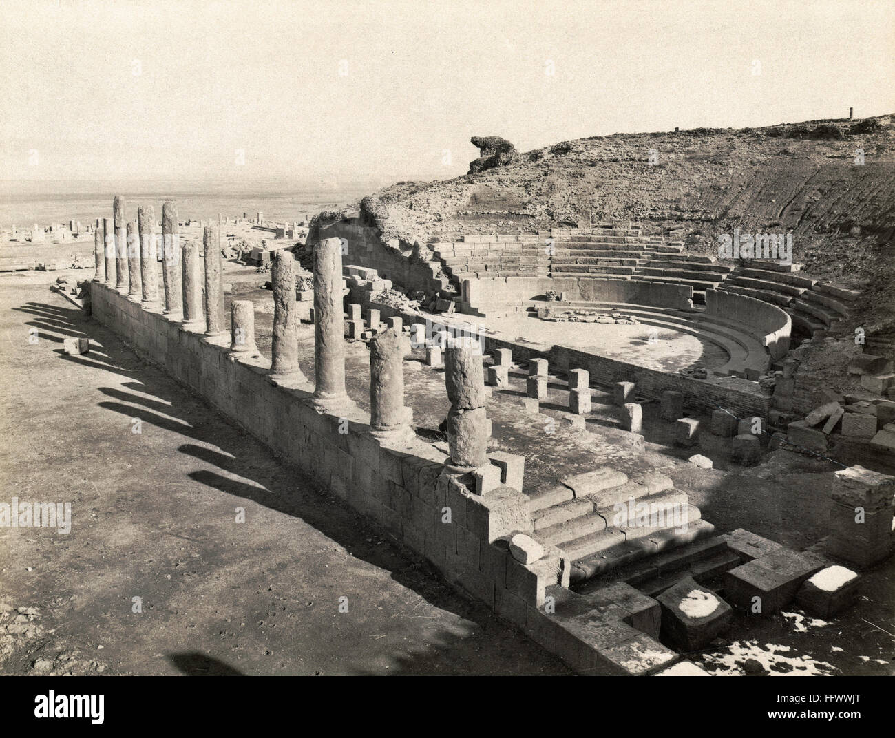 ALGERIA: ROMAN RUINS. /nRuins of a Roman theater at Timgad, Algeria ...