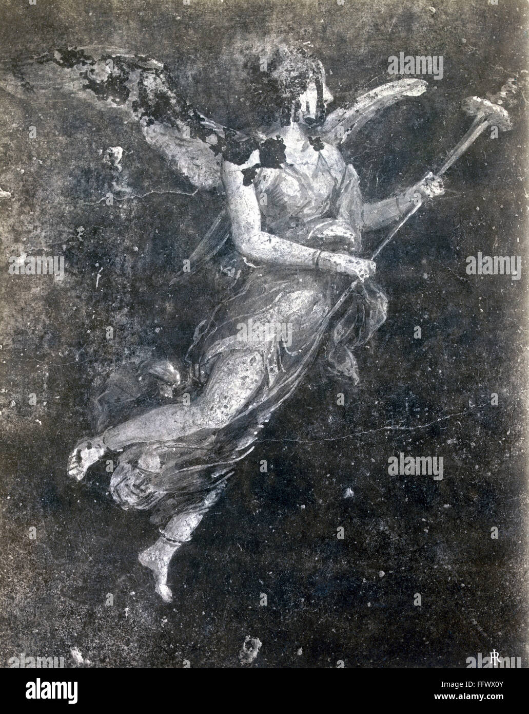 POMPEII: MURAL PAINTING. /nMural painting of an angel holding a scepter ...