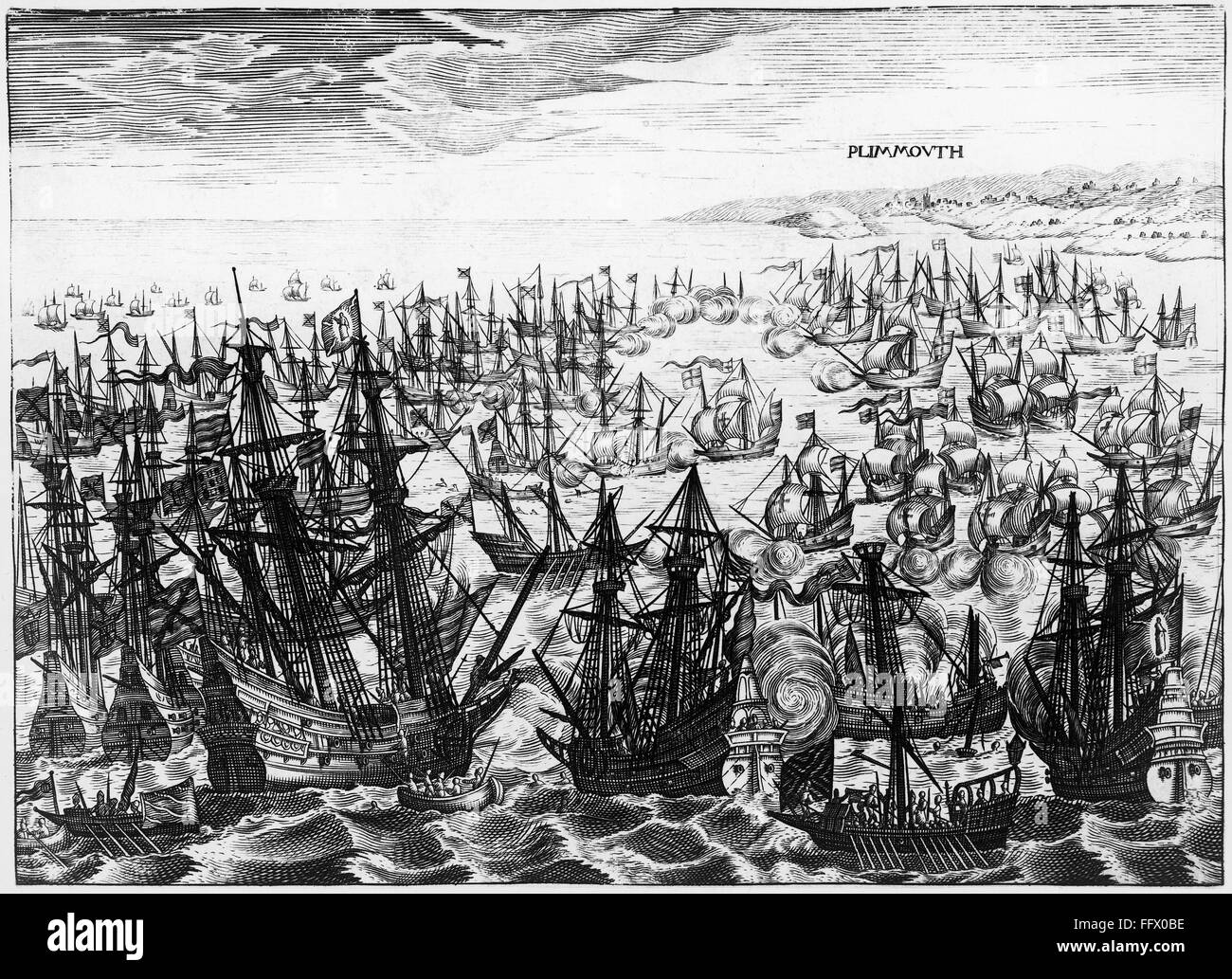 SPANISH ARMADA, 1588. /nBattle between the Spanish Armada and the ...