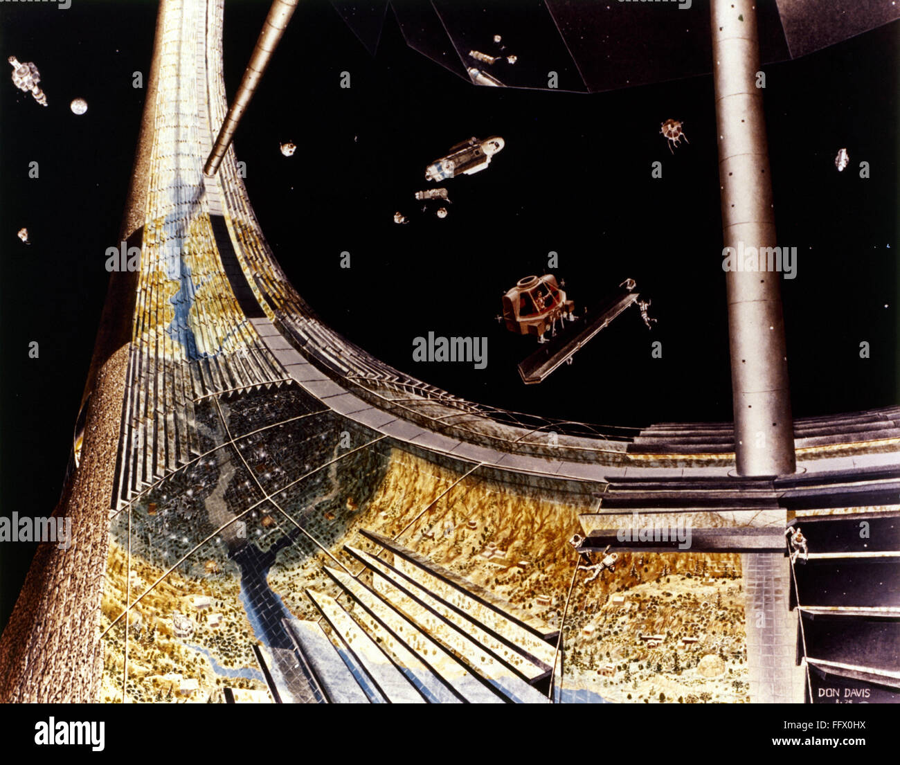 SPACE COLONY, 1975. /nDetail of a design for a torus-shaped space ...