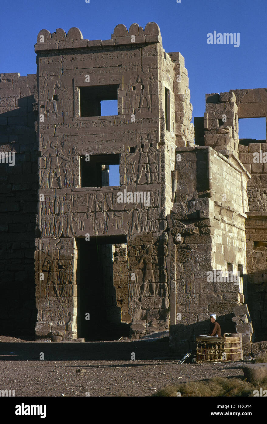 EGYPT: MEDINET HABU. /nA view of the migdol tower at the entrance to ...