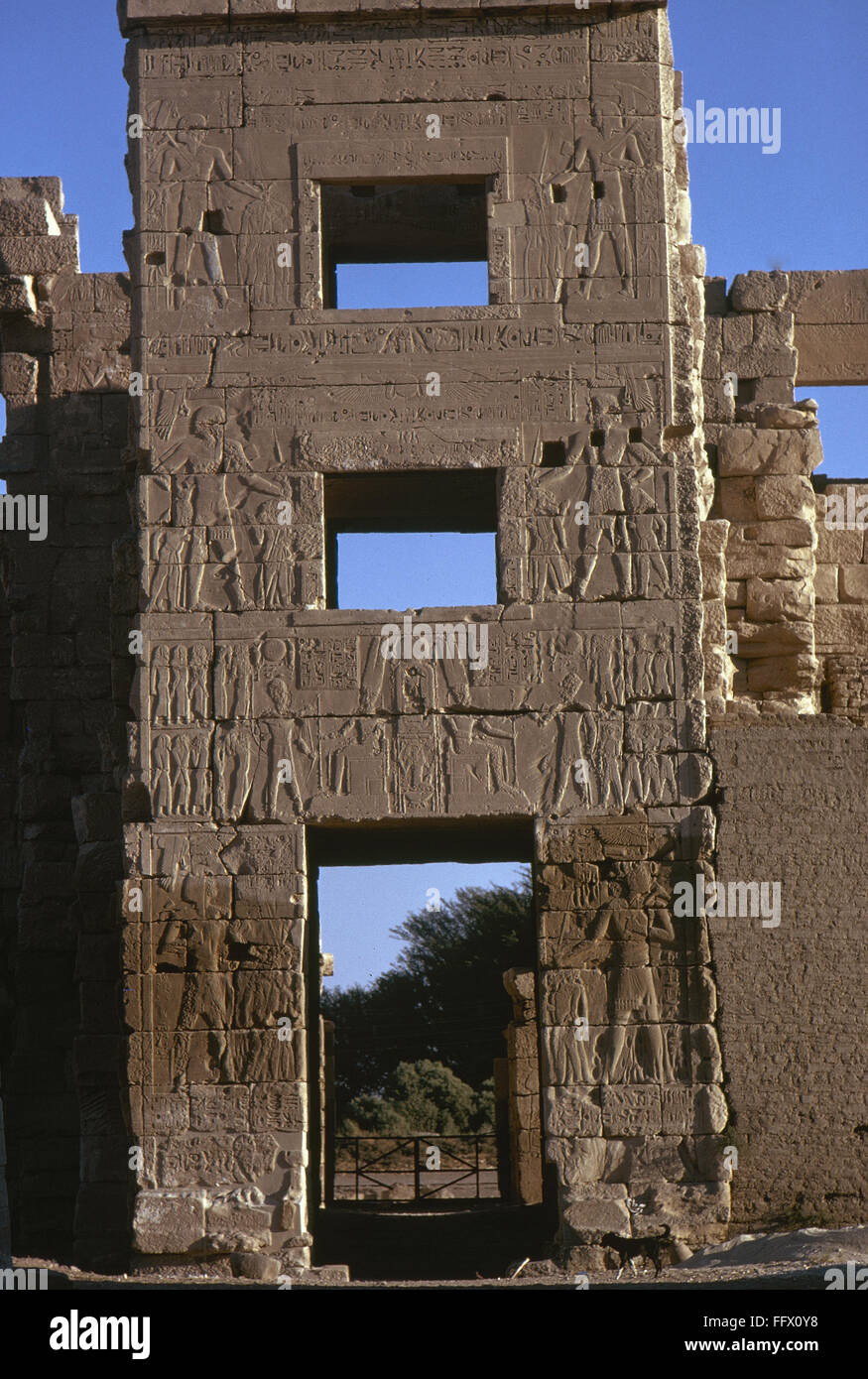 EGYPT: MEDINET HABU. /nA view of the migdol tower at the entrance to ...
