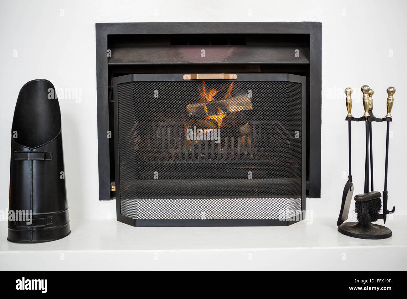 View of a fire place Stock Photo - Alamy