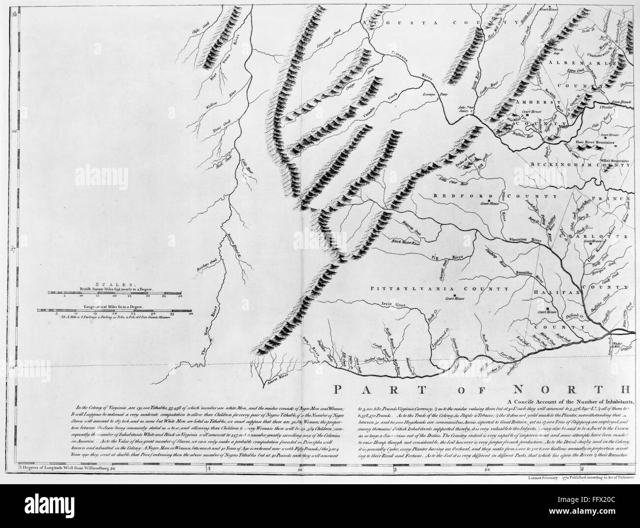 VIRGINIA: HENRY MAP, 1770. /nOne of four parts of an engraved map of ...