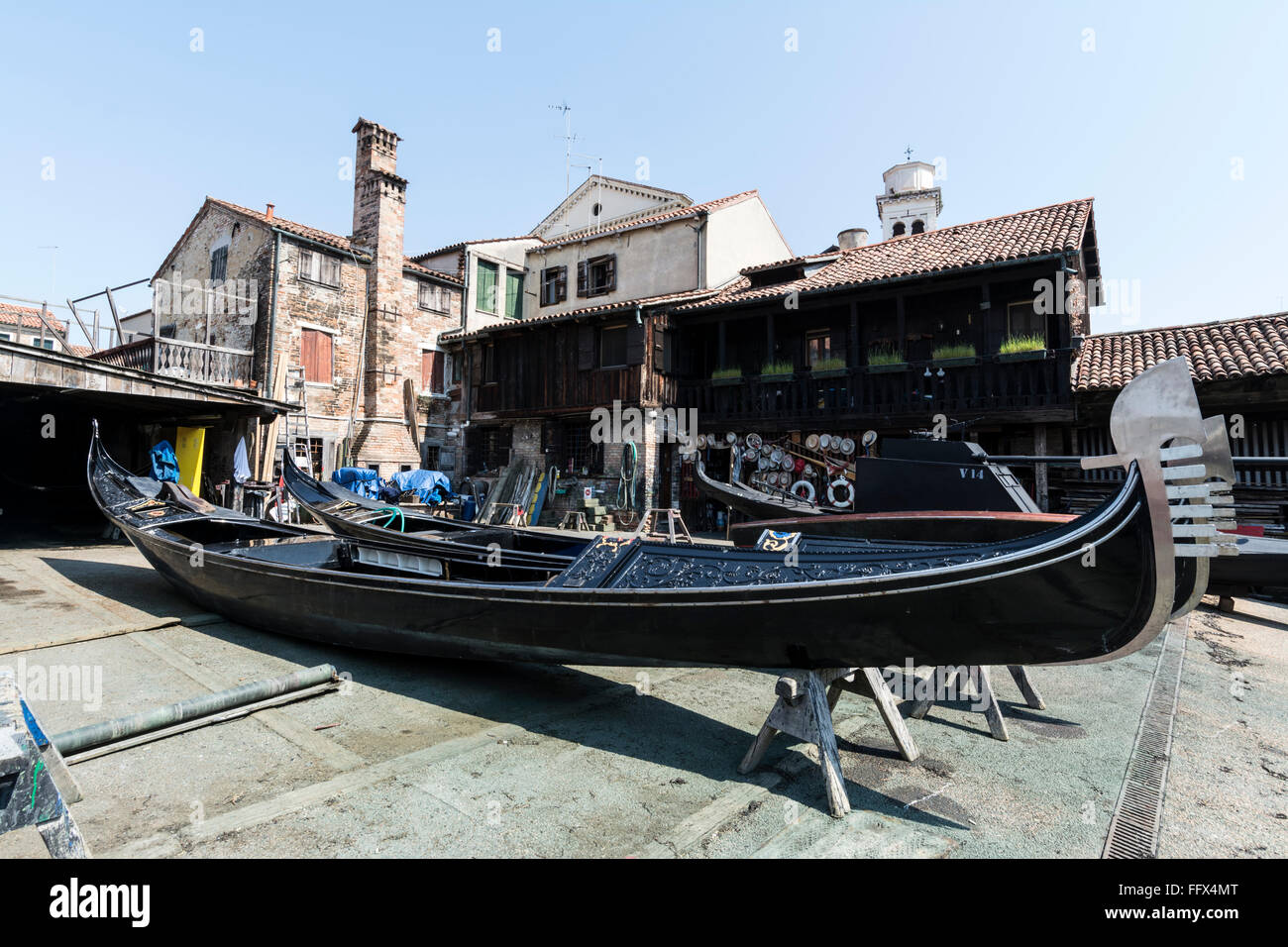 A black gondola always painted black required by a sumptuary law of ...