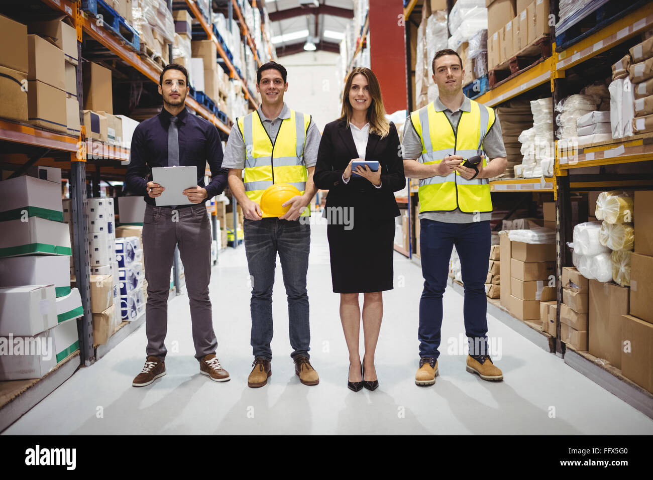 Portrait of warehouse manager and workers Stock Photo - Alamy
