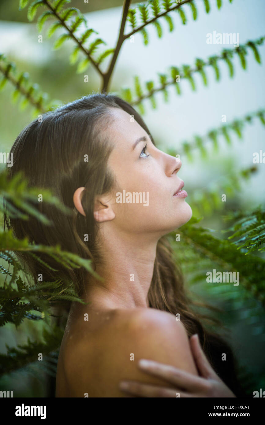 Beautiful woman standing outdoors Stock Photo - Alamy