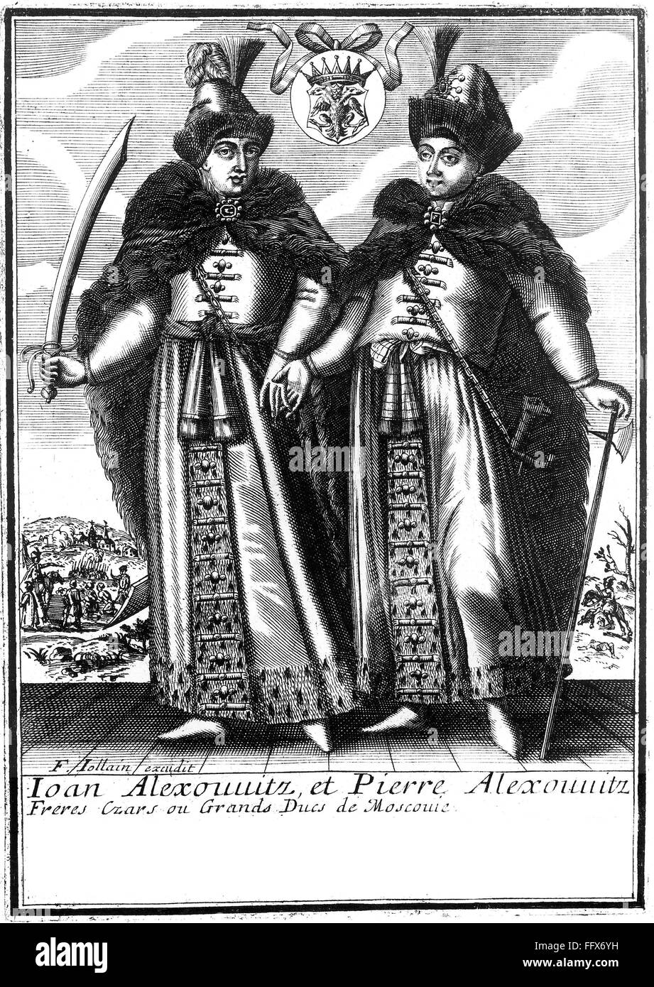 PETER I & IVAN V. /nRussian co-czars Peter I and his half-brother Ivan ...