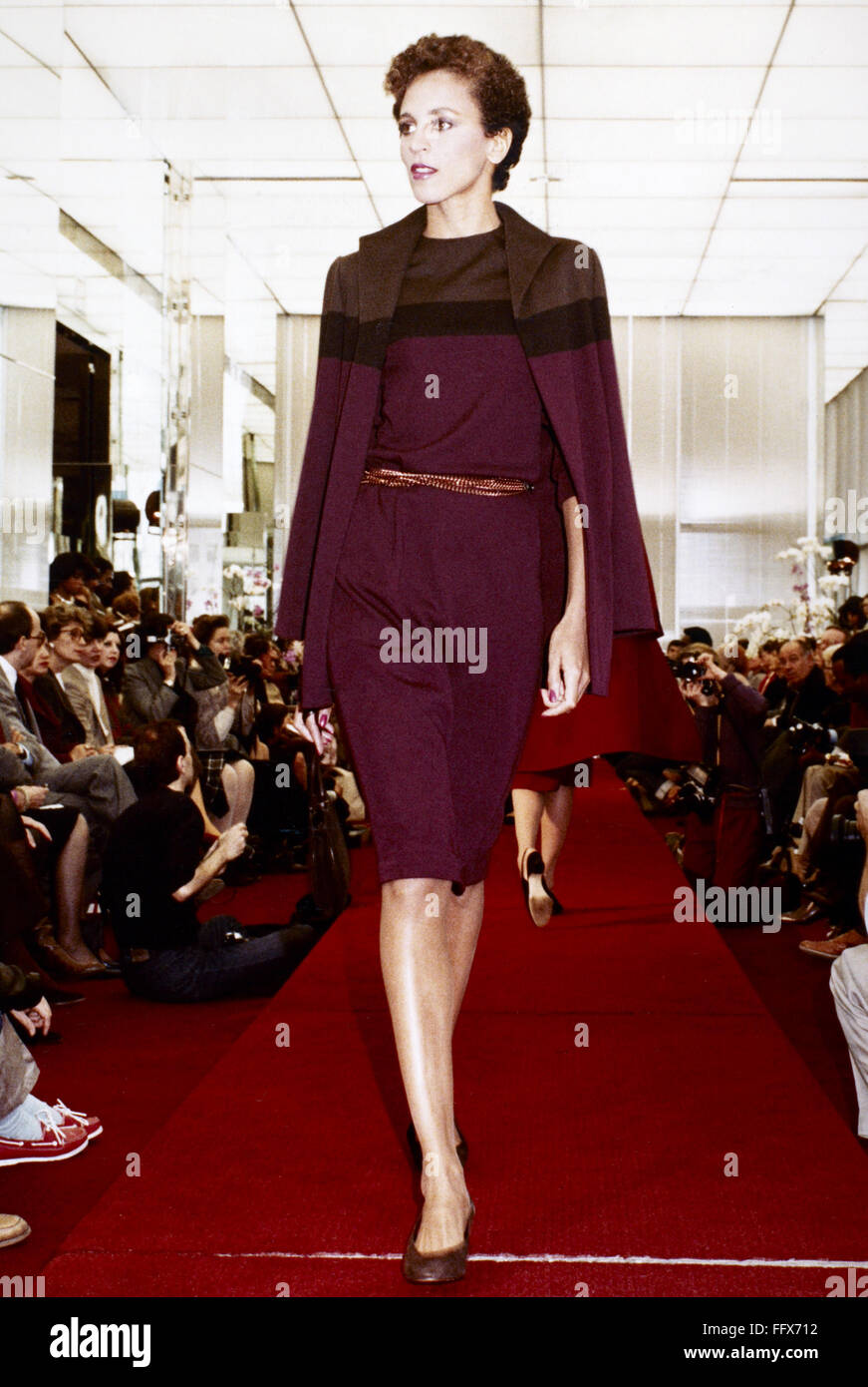 WOMEN'S FASHION, 1980. /nA model wearing styles from the Halston fall ...