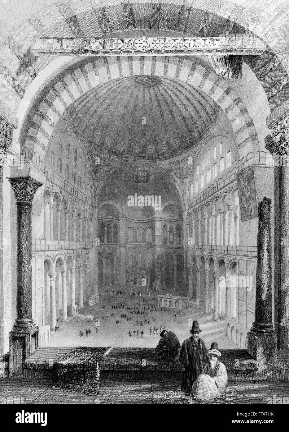 HAGIA SOPHIA, 1839, /nInterior view of Hagia Sophia in Istanbul, Turkey ...