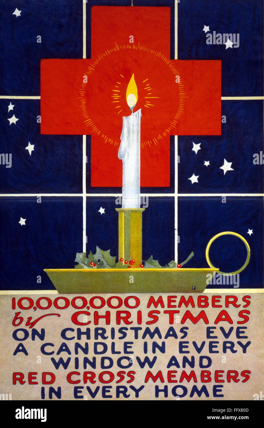 RED CROSS POSTER, 1917. /nRed Cross recruiting poster during Christmas ...