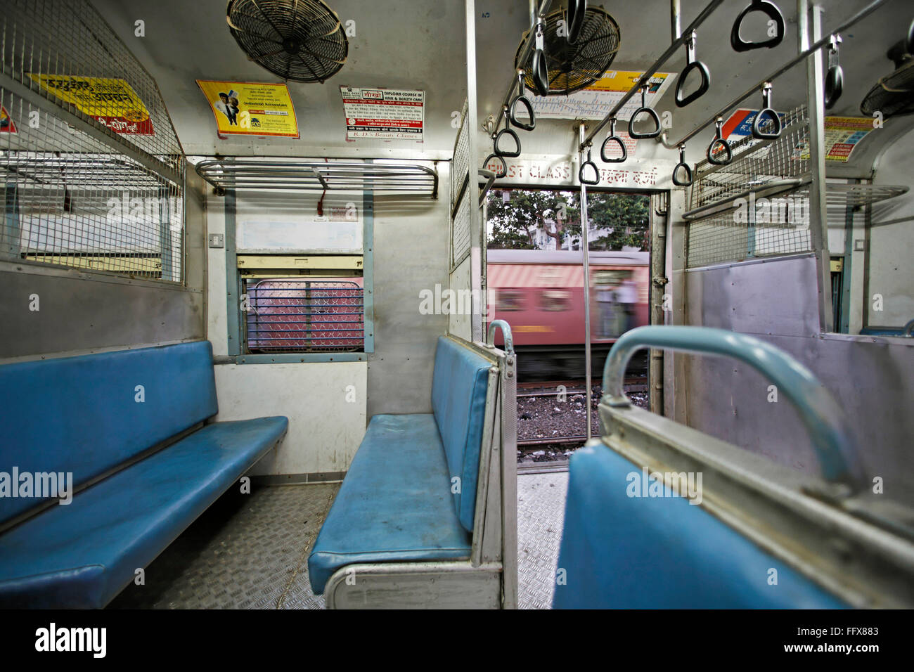 Interior of central railway local train car Mumbai at Bombay Mumbai ...
