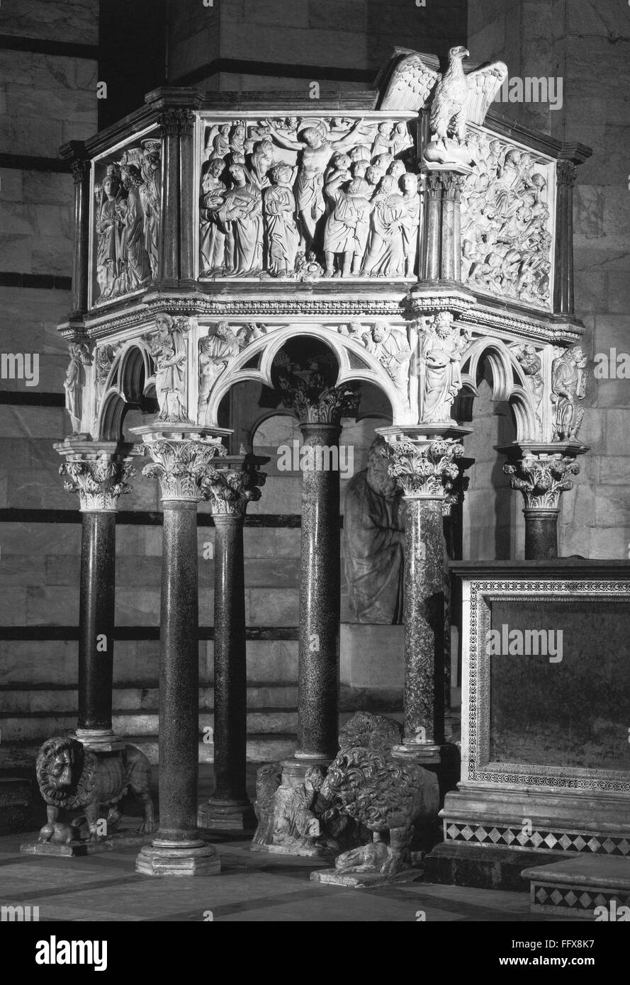 PISA: BAPTISTERY, 1260. /nThe pulpit in the Baptistery of Pisa ...