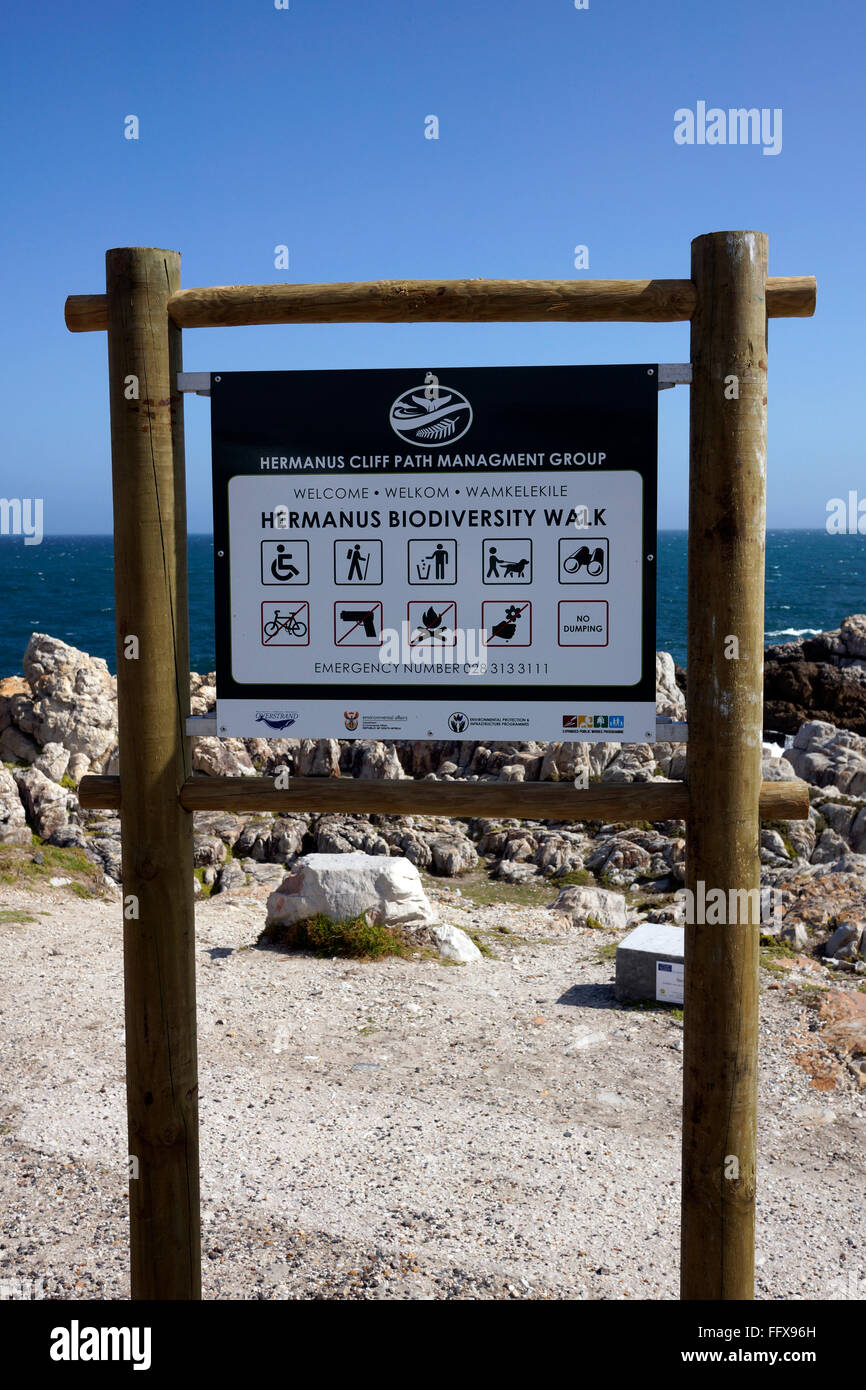 A information sign along the Hermanus Biodiversity walk , Western Cape ...