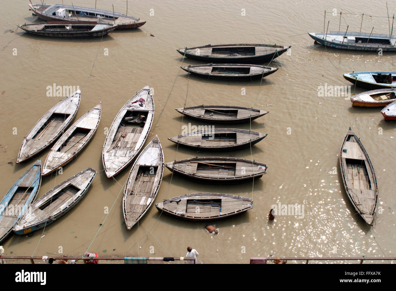Boat at Ganga Ghat From Observatory , Varanasi , Uttar Pradesh , India ...