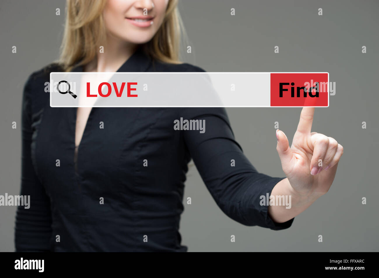 Woman touching link concept hi-res stock photography and images - Alamy