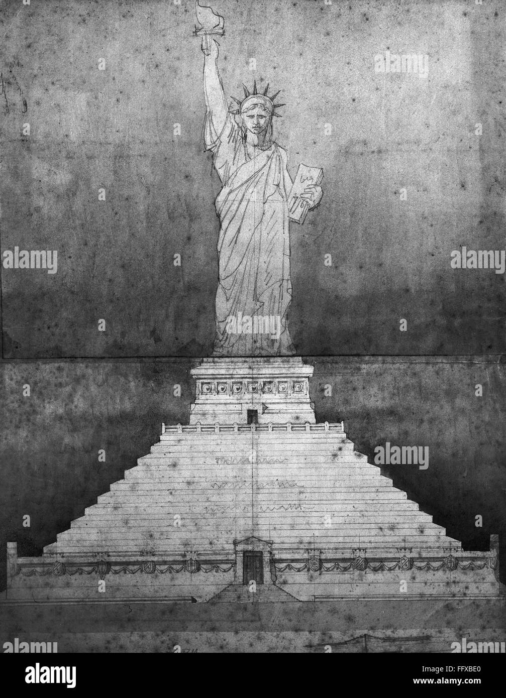 STATUE OF LIBERTY: SKETCH. /nSketch by sculptor Frederic-Auguste ...