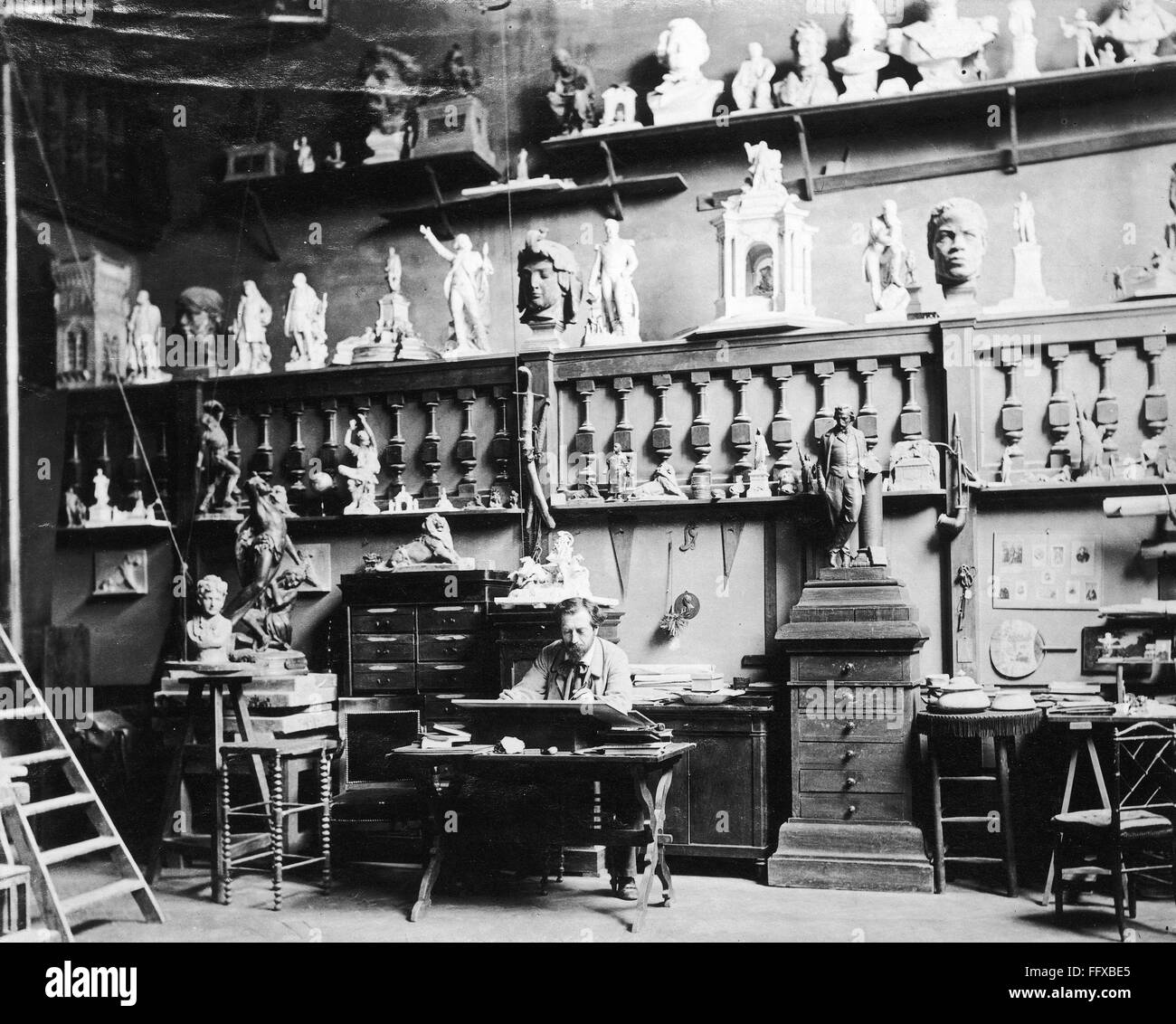 FREDERIC-AUGUSTE BARTHOLDI /n(1834-1904). French sculptor. Photographed ...