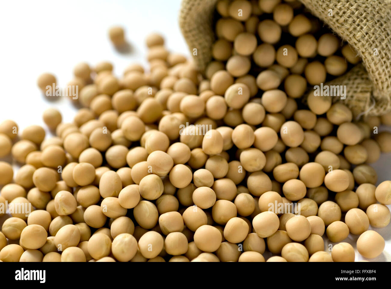 White peas dried round many in small gunny sack vegetable Stock Photo ...