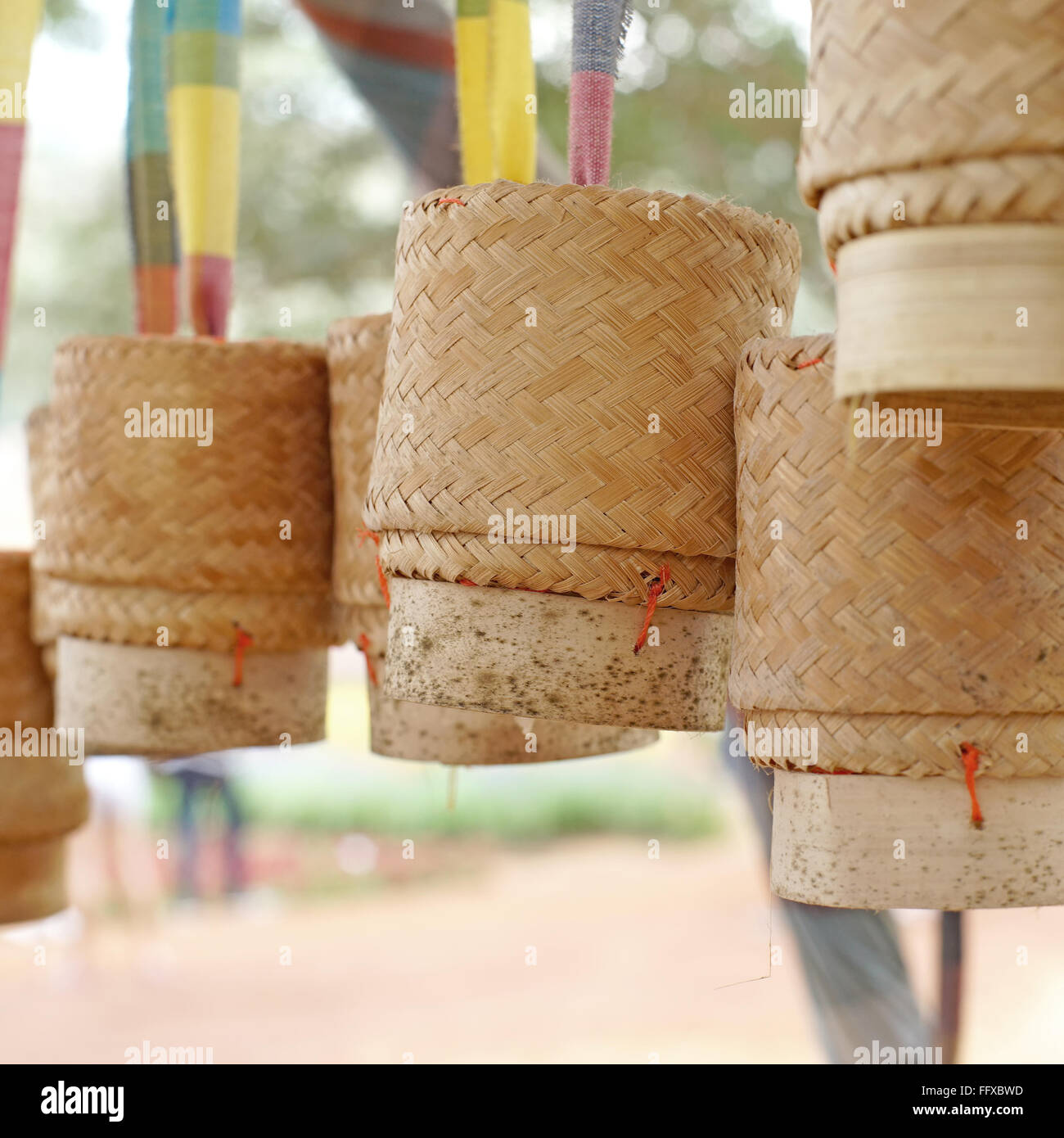 kratib, bamboo wooden rice box for sticky rice Stock Photo - Alamy