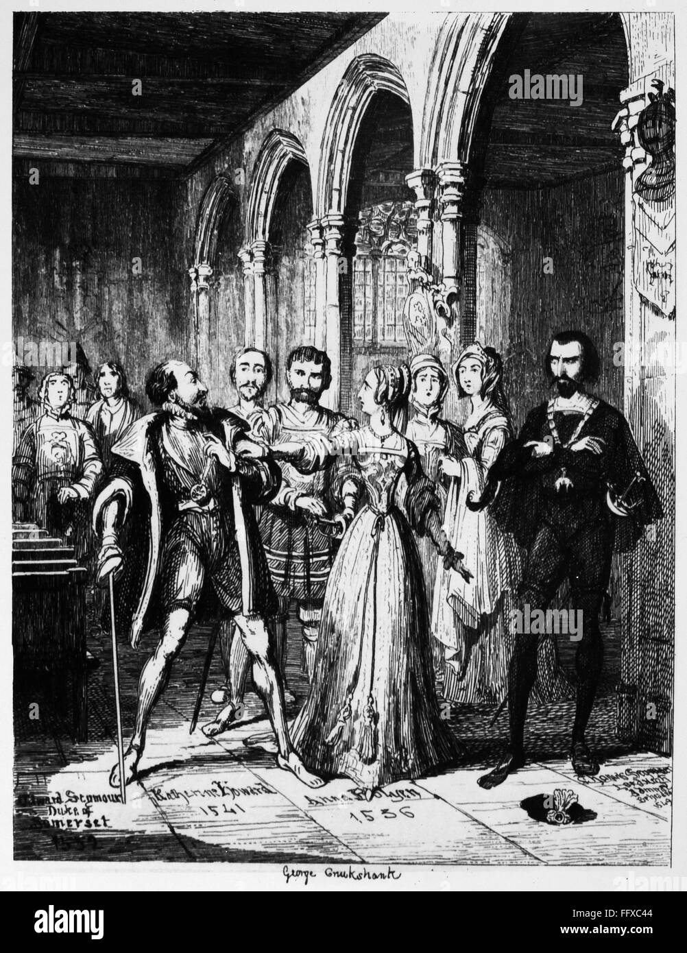 CRUIKSHANK: TOWER OF LONDON. /n'Queen Jane interposing between ...