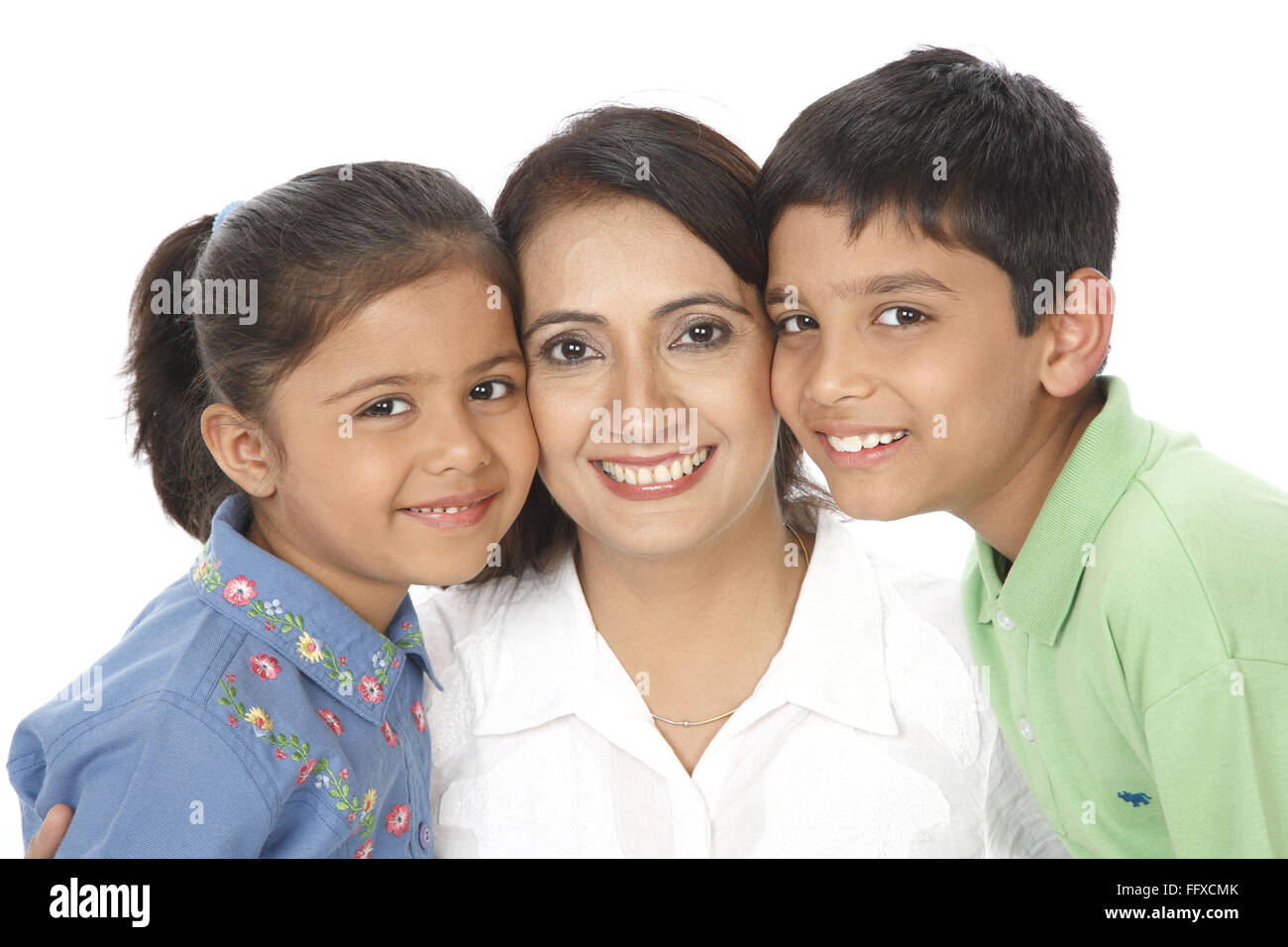 Children touching their cheeks to mother cheeks from both sides MR#703N ...