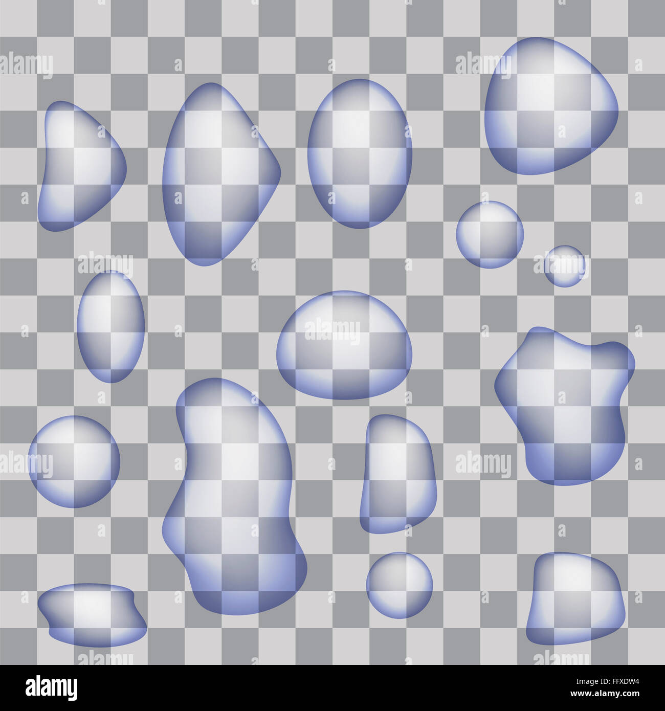 Set of Transparent Water Drops Stock Photo - Alamy