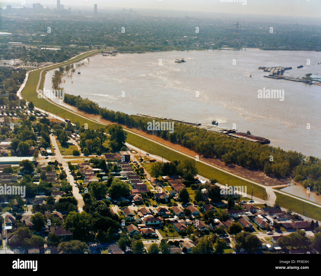 NEW ORLEANS: WATERFRONT. /nAerial view of the Mississippi River ...