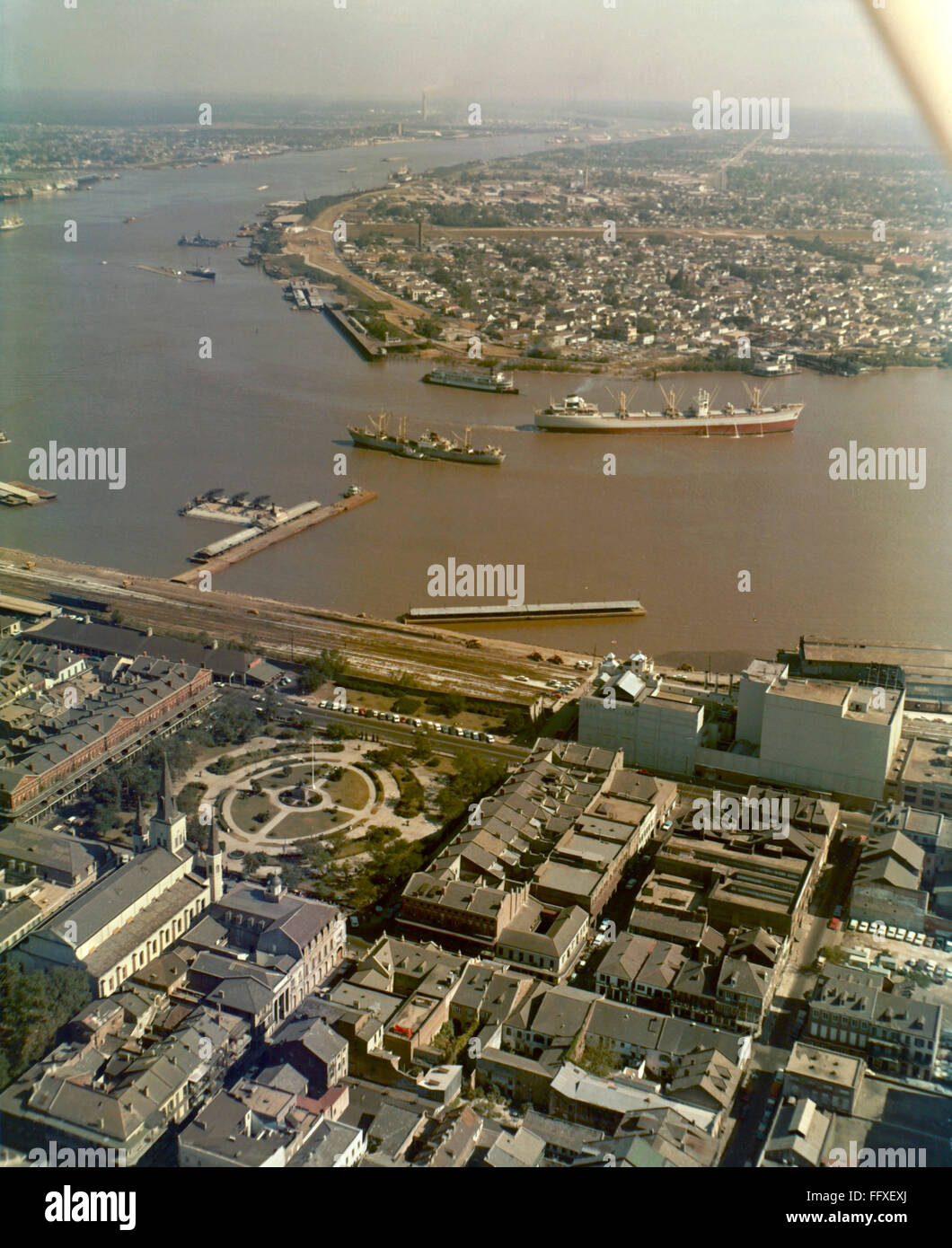NEW ORLEANS: WATERFRONT. /nAerial view of the Mississippi River ...