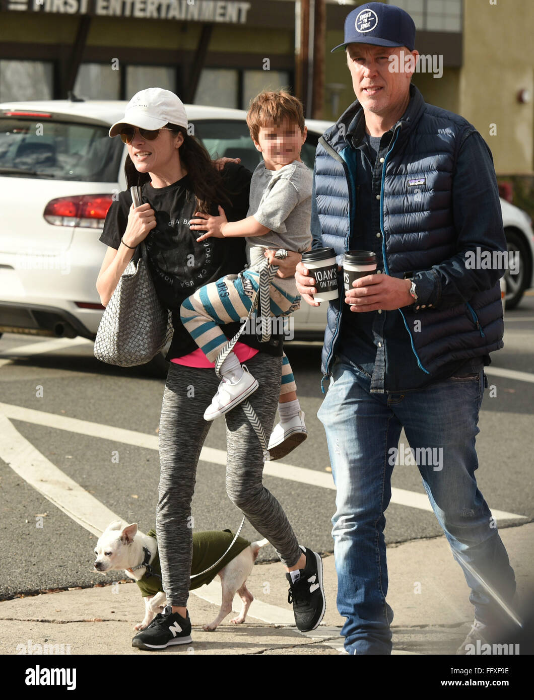Selma Blair and Arthur Bleick with a male companion and the Chihuahua ...