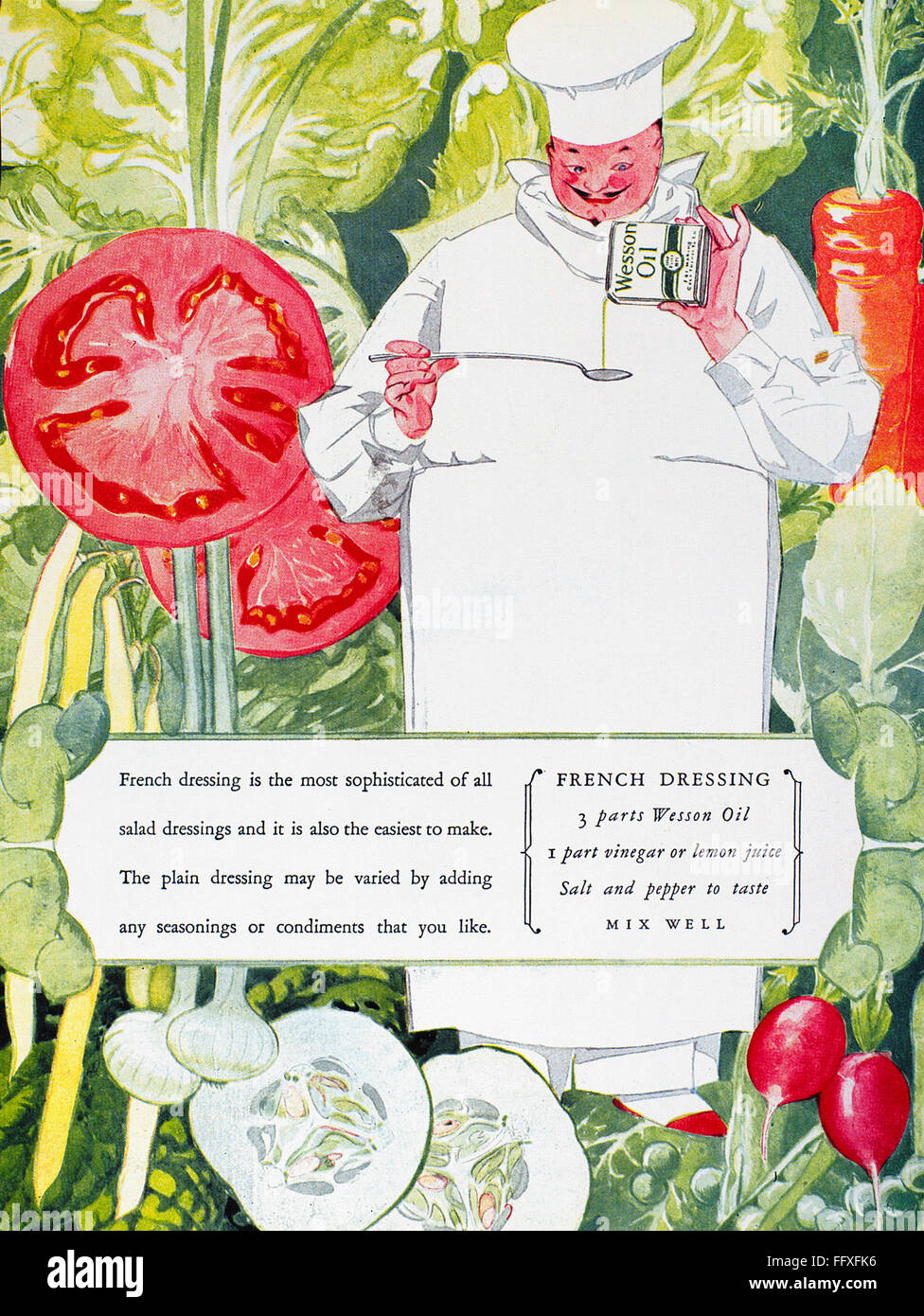 VEGETABLE OIL AD, 1926. /nAmerican advertisement for Wesson vegetable ...