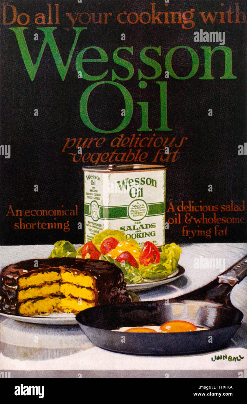 VEGETABLE OIL AD, 1918. /nAmerican advertisement for Wesson vegetable ...