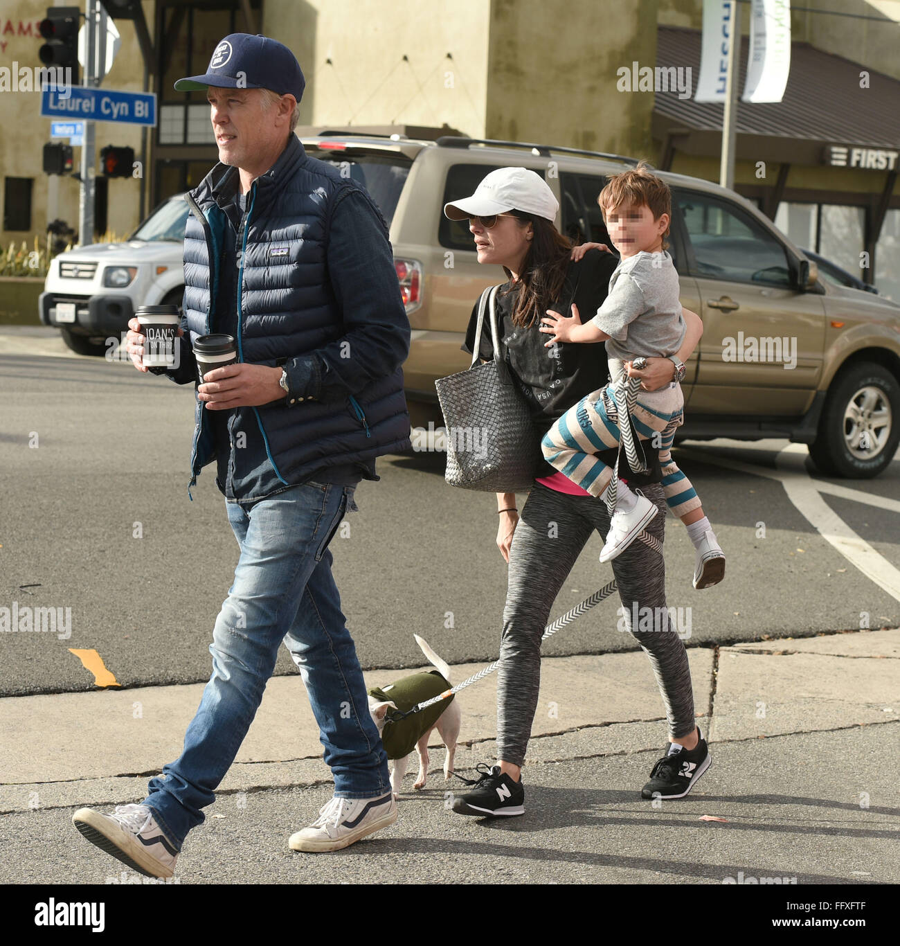 Selma Blair and Arthur Bleick with a male companion and the Chihuahua ...