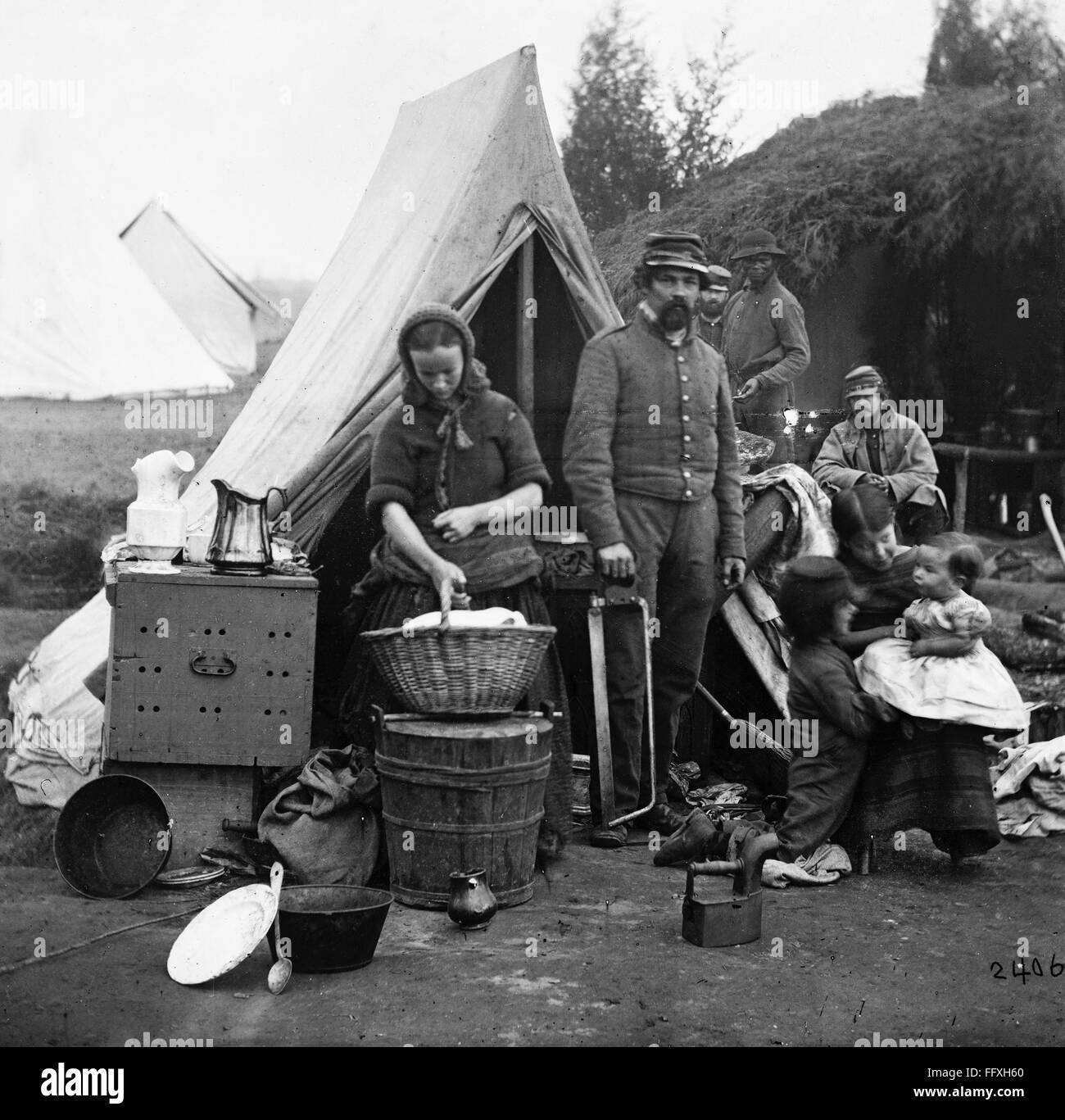 CIVIL WAR: CAMP LIFE, 1861. /nTent life of the 31st Pennsylvania ...