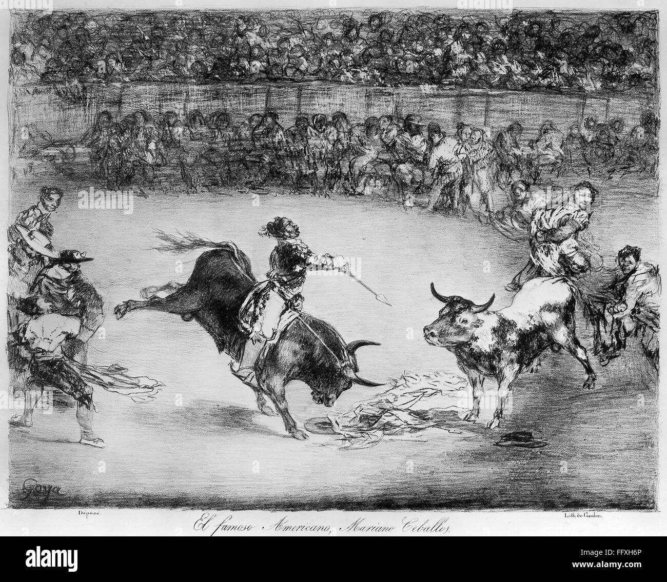 GOYA: BULLFIGHTING. /n'The Famous American, Mariano Ceballos ...