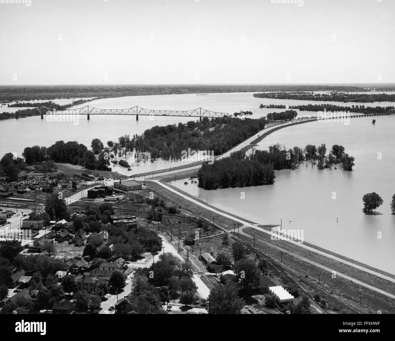 ILLINOIS: FLOOD, 1961. /nAerial view of the southern part of Cairo ...