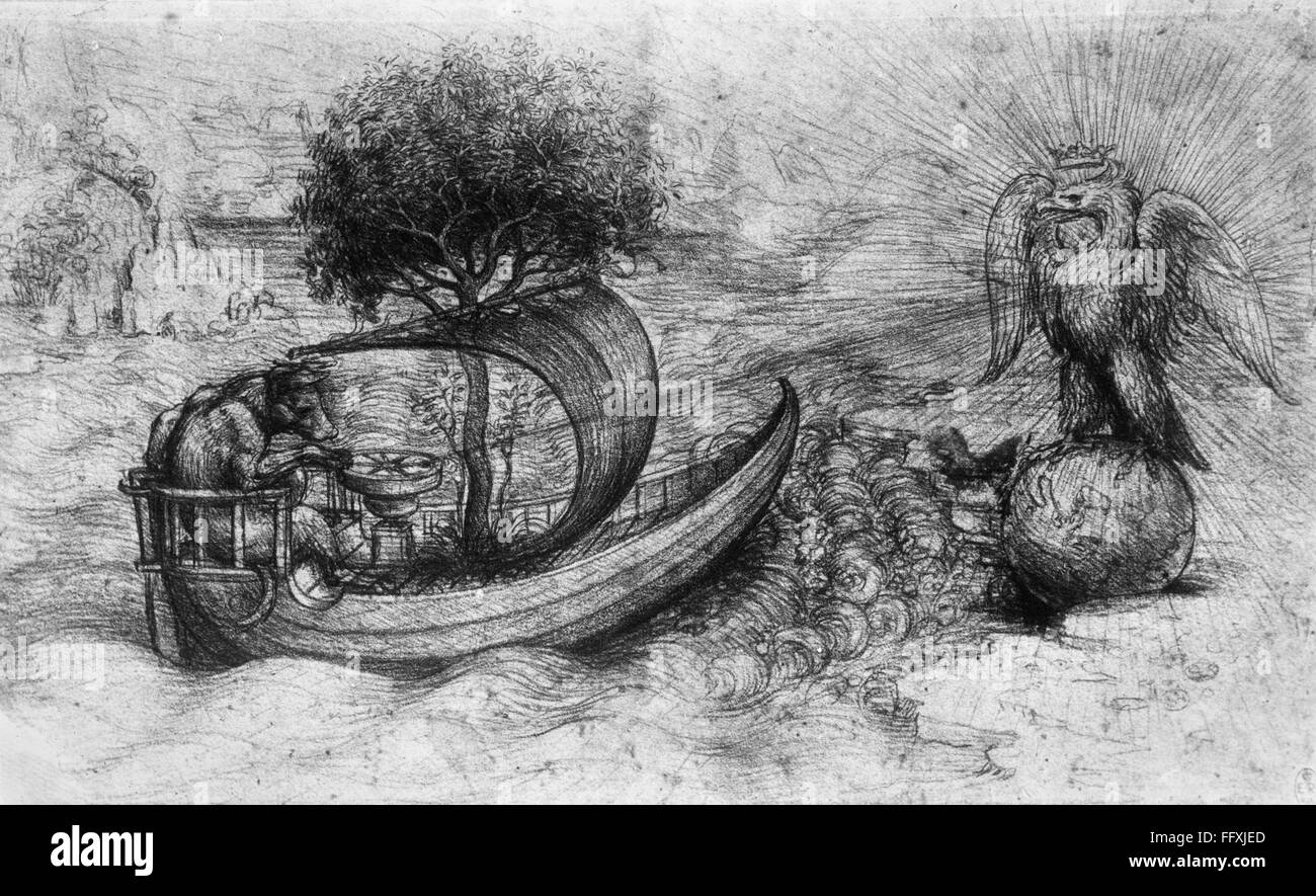 DA VINCI: ALLEGORY. /nAllegory with a wolf and an eagle. Drawing by ...