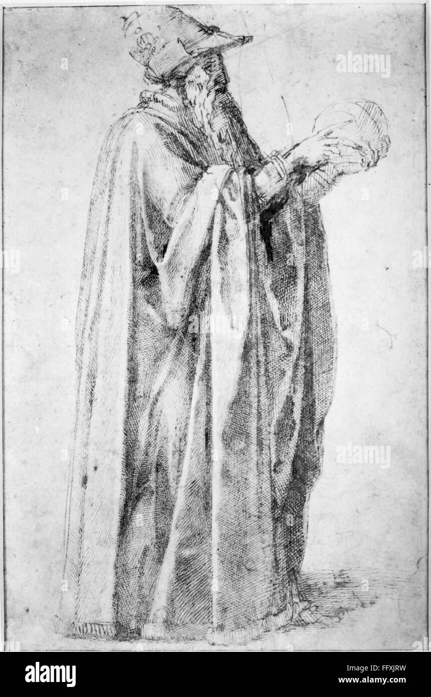 MICHELANGELO: PHILOSOPHER. /nA Greek philosopher holding a skull ...