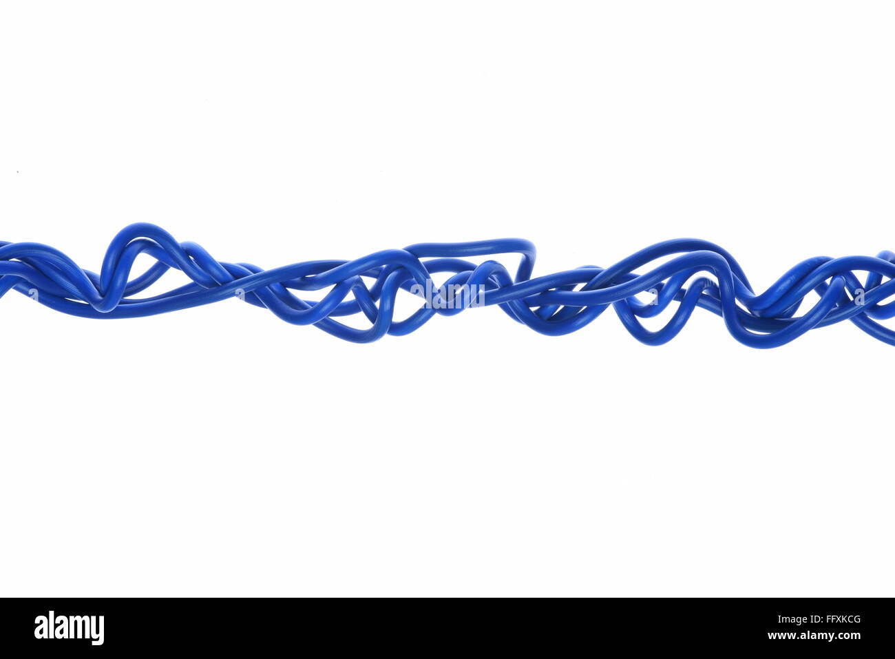 Closeup of blue electric cable isolated on white background Stock Photo ...