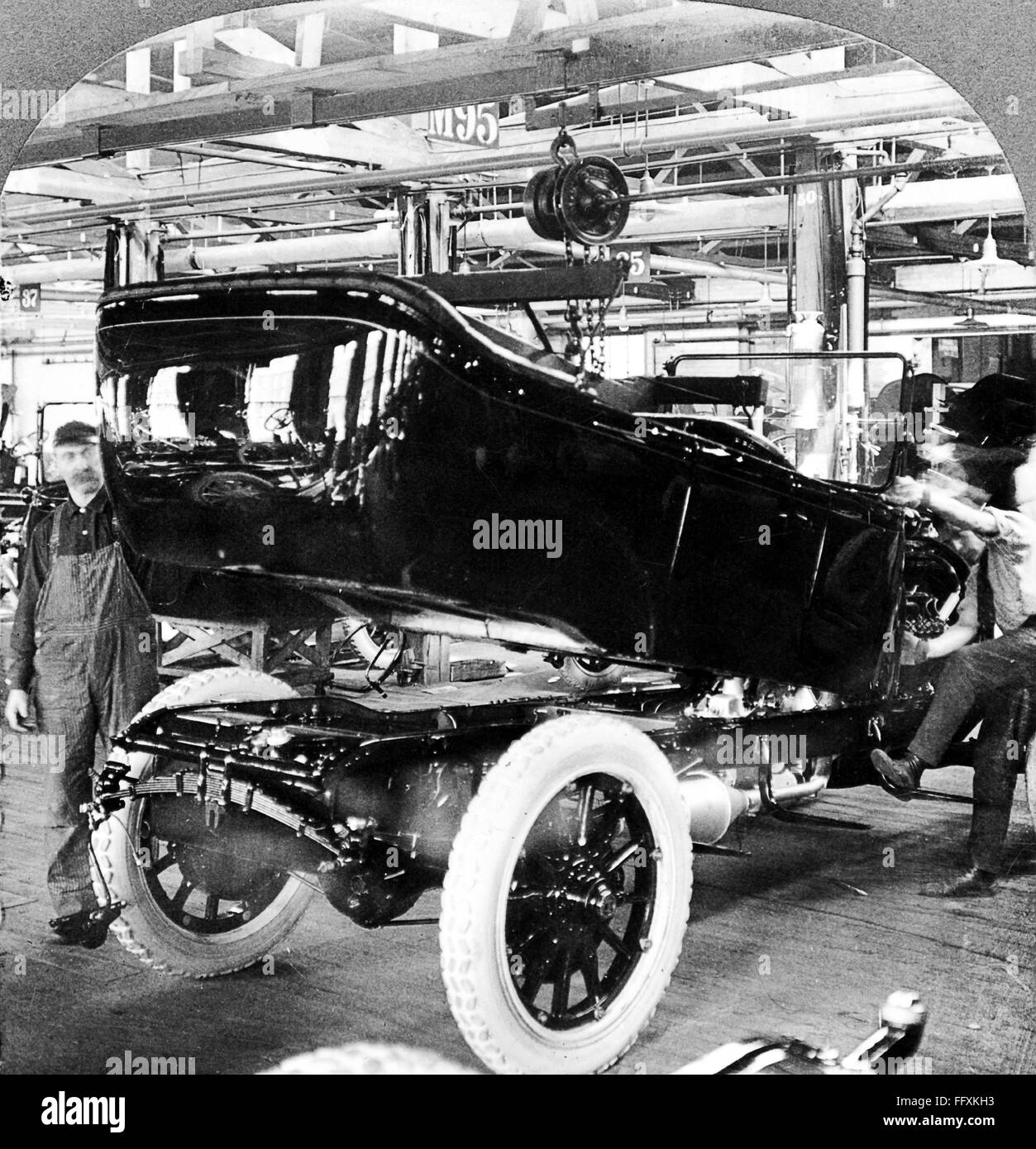 DETROIT: AUTO FACTORY, c1917. /nMounting the automobile body onto a ...